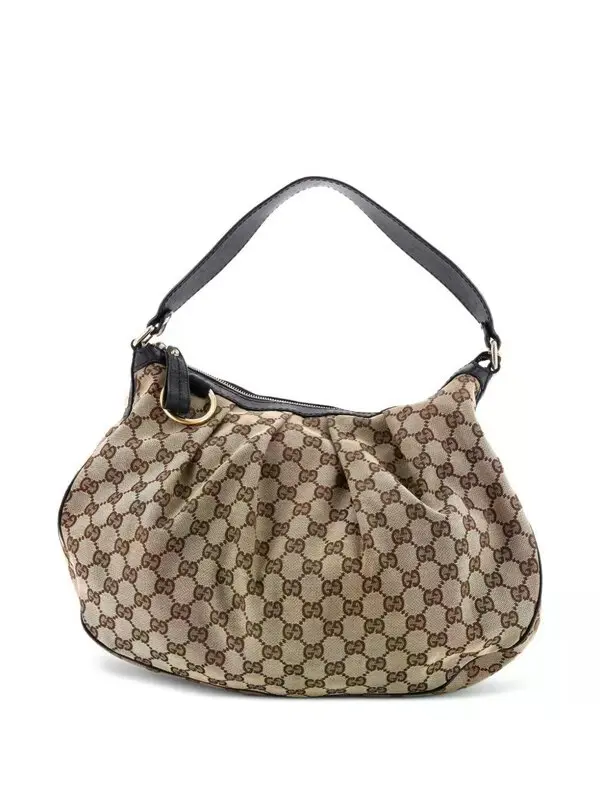 Gucci Monogram Canvas Hobo Bag - Black