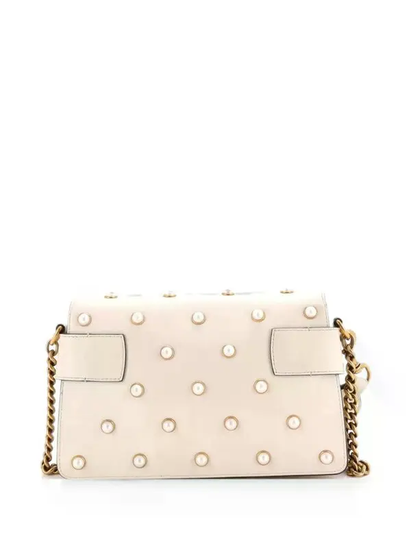 Gucci Broadway Pearly Bee Embellished Leather Mini Shoulder Bag