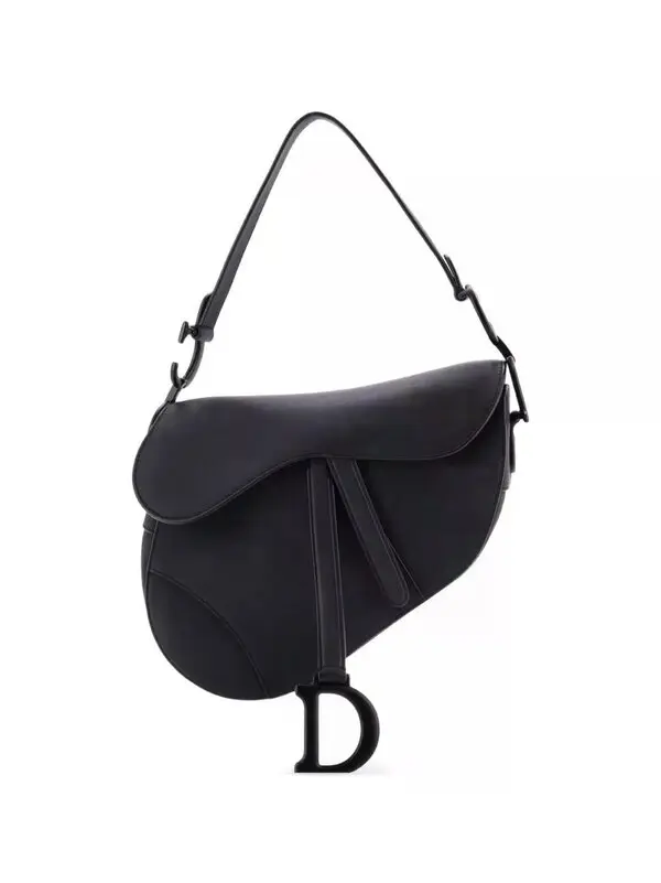 Dior Ultra Matte Saddle Handbag In Leather - Black