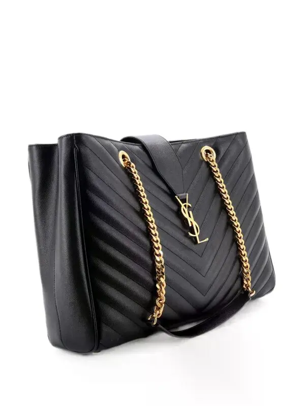 Saint Laurent Classic Monogram Shopper Matelasse Chevron Leather Large Tote Bag