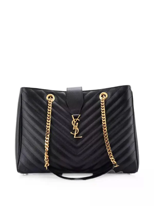 Saint Laurent Classic Monogram Shopper Matelasse Chevron Leather Large Tote Bag