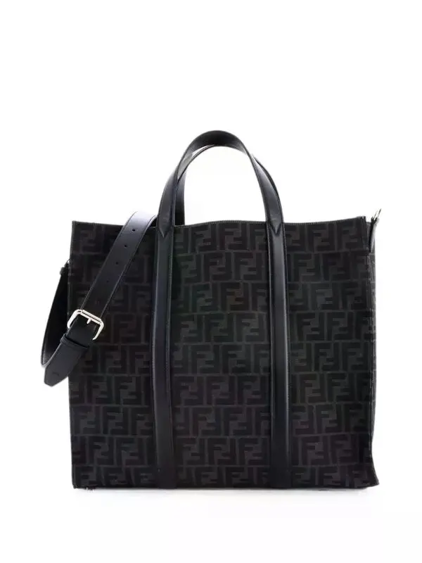 Fendi Convertible Open Zucca Jacquard Fabric And Leather Large Tote Bag