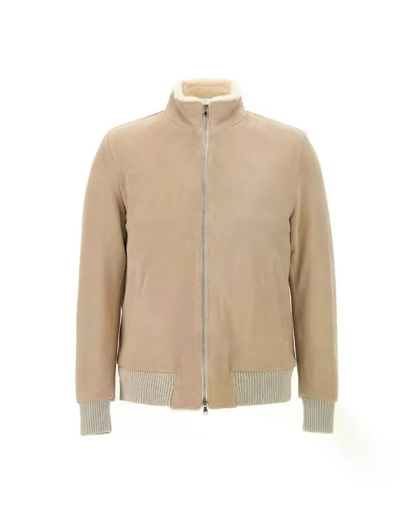 BARBA NAPOLI Rivet Shearling-lined Suede Jacket