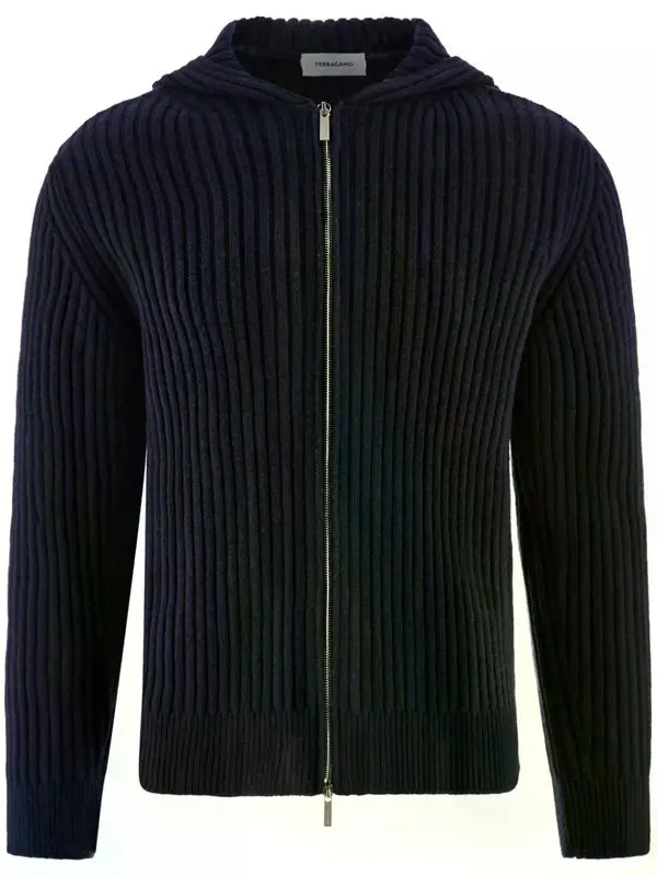 FERRAGAMO Hooded Wool Cardigan With Zip Fastening