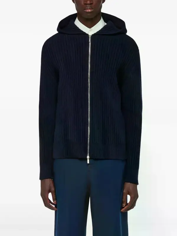 FERRAGAMO Hooded Wool Cardigan With Zip Fastening