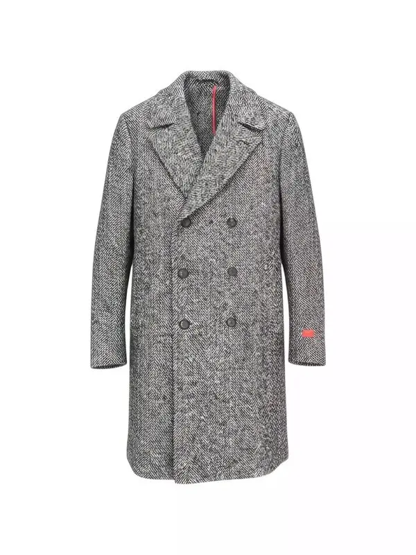 Isaia Herringbone Wool Double-breasted Coat