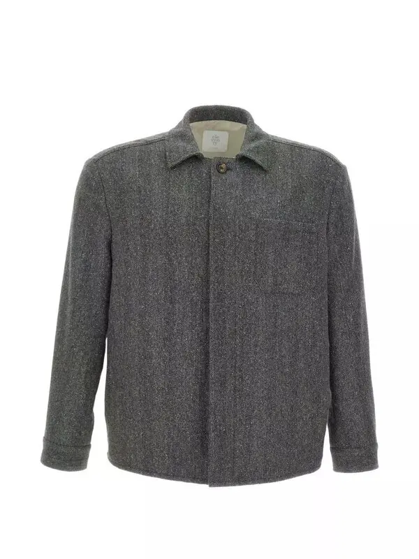 Eleventy Herringbone-pattern Wool-blend Shirt Jacket