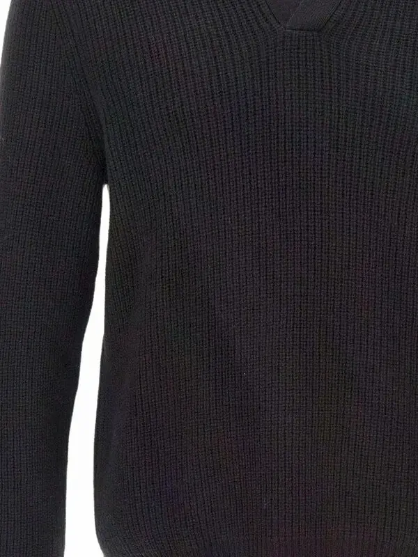 GRAN SASSO Ribbed-knit Open Collar Polo Shirt