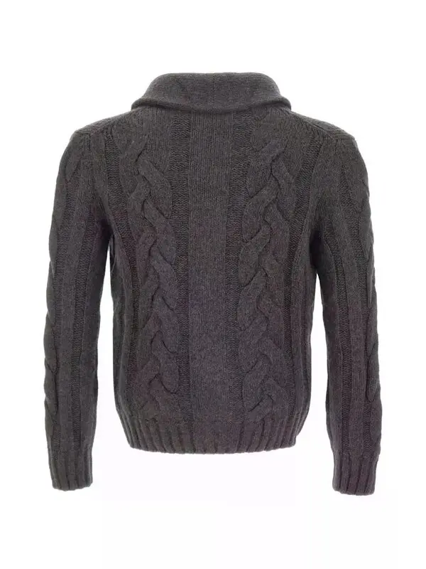 GRAN SASSO Shawl-collar Cable-knit Sweater