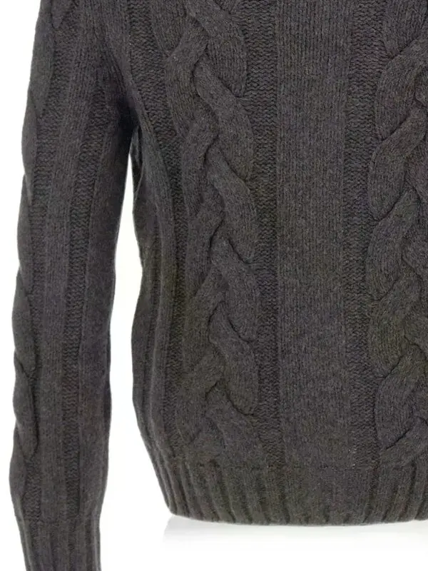 GRAN SASSO Shawl-collar Cable-knit Sweater