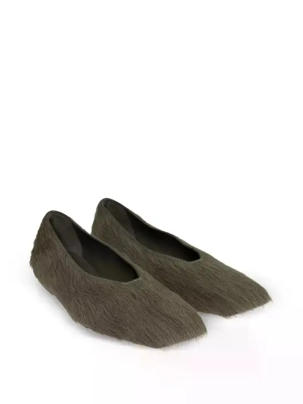 Rick Owens Square-toe Calf-hair Ballet Flats - Grey