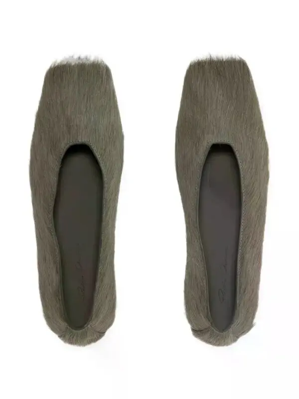 Rick Owens Square-toe Calf-hair Ballet Flats