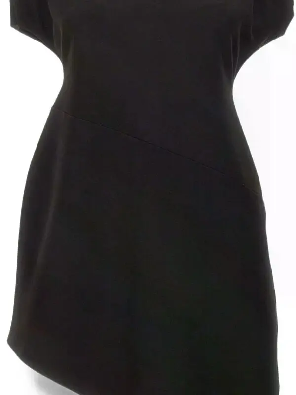 KAOS Asymmetric Padded-shoulder Midi Dress - Black