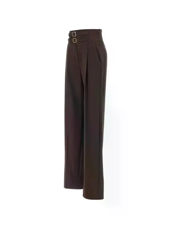 Marella Buckled-strap Wide-leg Trousers - Brown