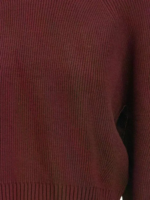 KAOS Ribbed Knit Balloon-sleeved Crew Neck Sweater