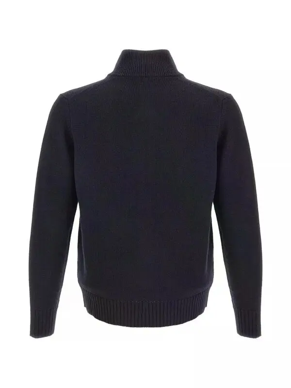 KANGRA Ribbed Knit Buttoned Collar Sweater