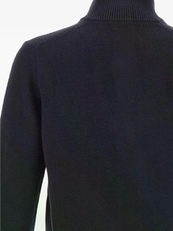 KANGRA Ribbed Knit Buttoned Collar Sweater