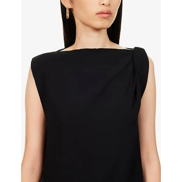 Vince Draped-shoulder Woven Top
