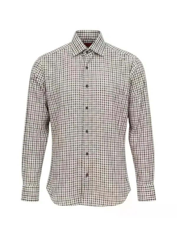 Isaia Check-pattern Long-sleeve Shirt