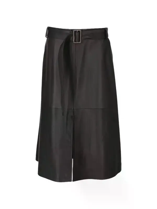 Isaia Belted Slit-detail Skirt - Black