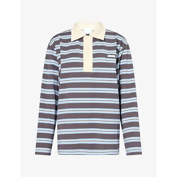 RU & ROCKA Striped Cotton-blend Polo Shirt