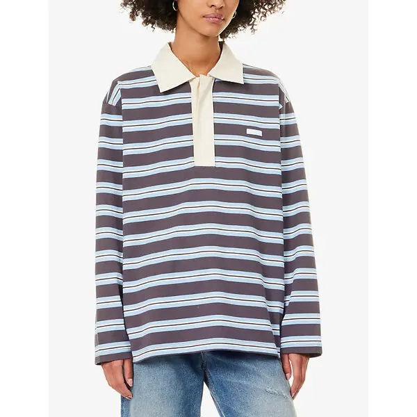 RU & ROCKA Striped Cotton-blend Polo Shirt