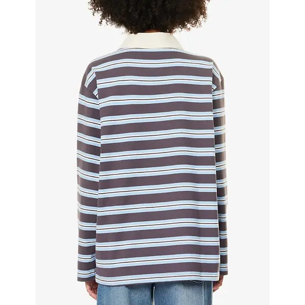 RU & ROCKA Striped Cotton-blend Polo Shirt