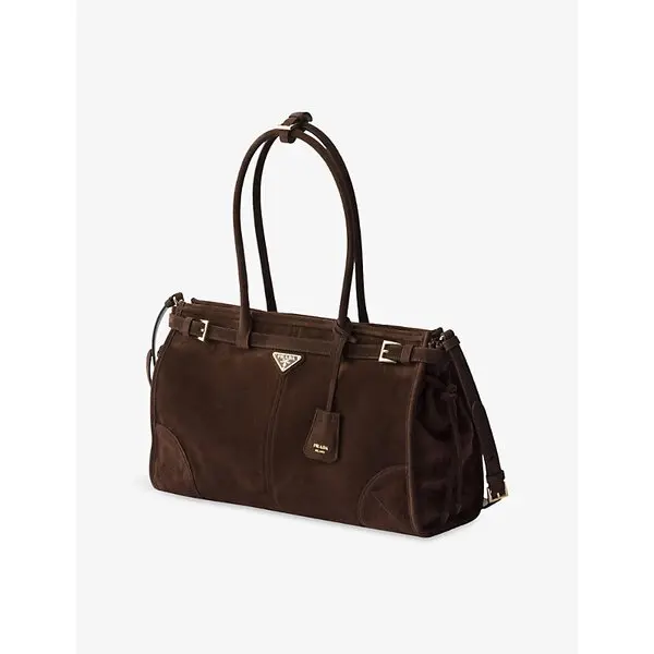 Prada Bonnie Large Suede Top Handle Bag