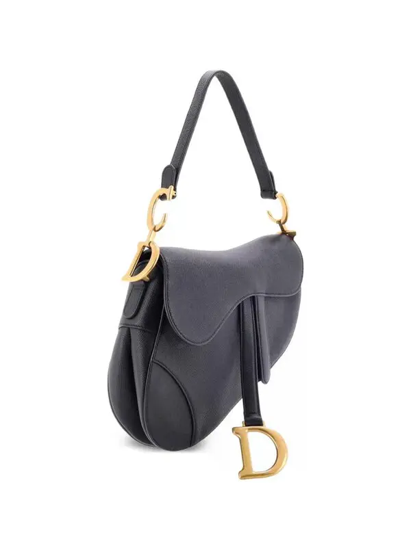 Dior Saddle Handbag Leather Medium Shoulder Bag - Black