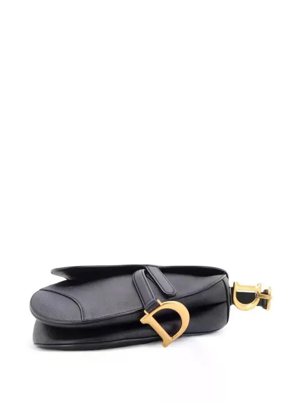 Dior Saddle Handbag Leather Medium Shoulder Bag - Black