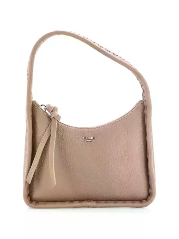 Fendi Selleria Leather Mini Hobo Bag - Grey