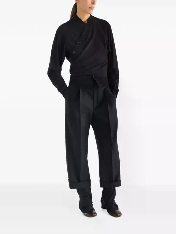 LEMAIRE Trompe-l’œil Merino Wool Blend Cardigan - Black