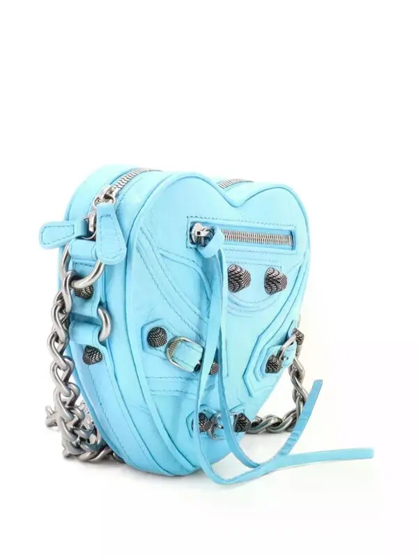 Balenciaga Le Cagole Giant Studs Heart Chain Bag Leather Mini Crossbody Bag