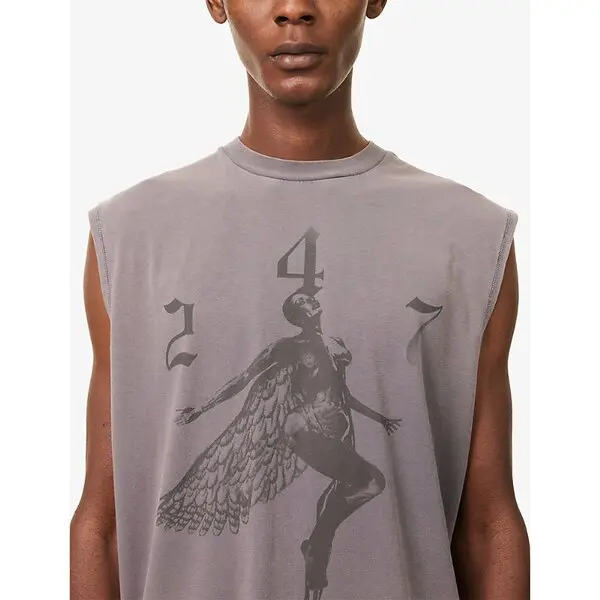 247 BY REPRESENT Fallen Angel Graphic Print Cotton-jersey Tank Top