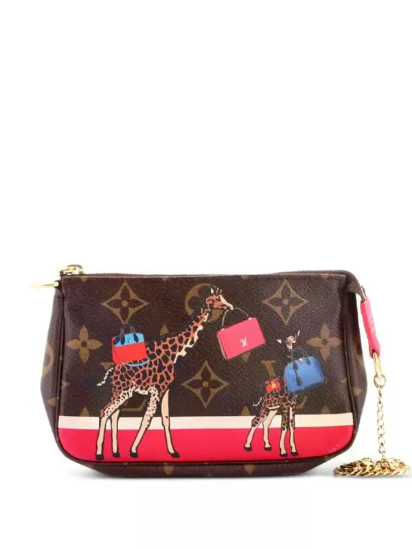 LOUIS VUITTON Pochette Accessoires Limited Edition Christmas Animation Monogram Canvas Mini Shoulder Bag