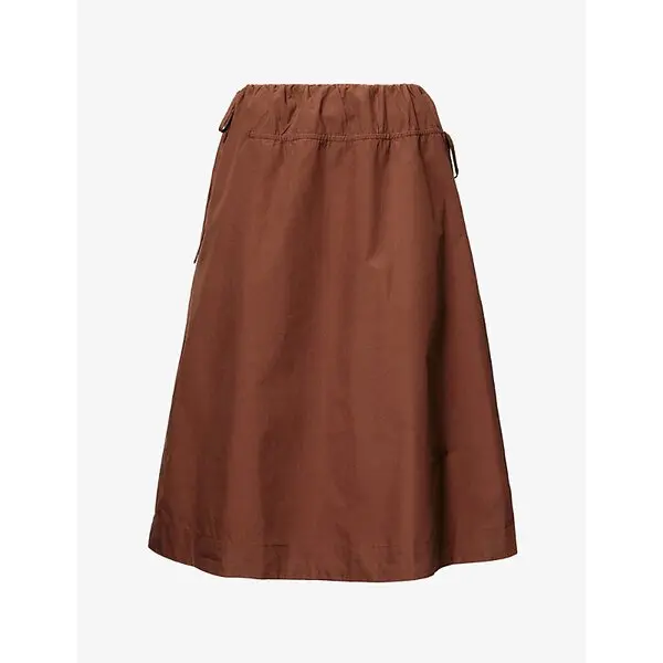 DAMSON MADDER Cotton Midi Skirt With Adjustable Waist - Choc