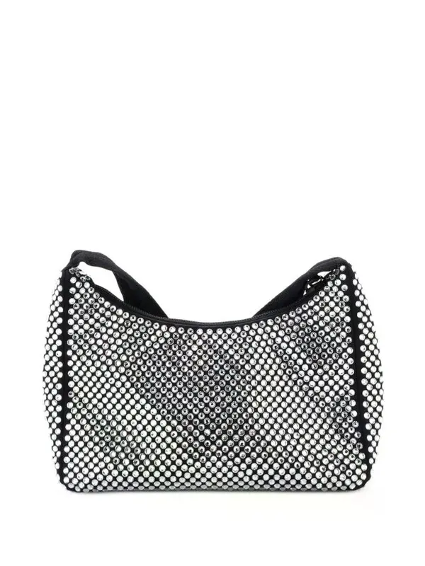 Prada Re-edition 2000 Crystal Embellished Satin Mini Hobo Bag - Black