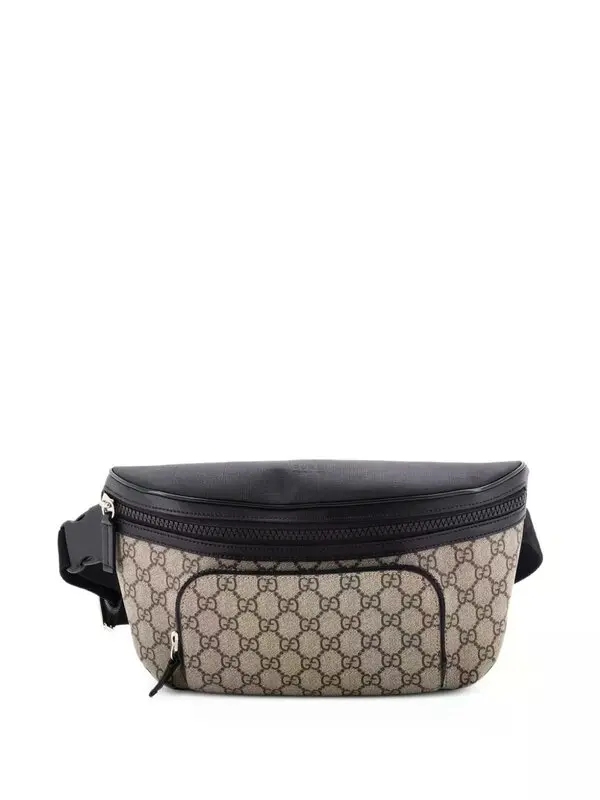 Gucci Gg Coated Canvas With Leather Large Belt Bag - Black