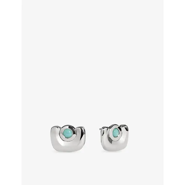 Monica Vinader Sterling And Amazonite Stud Earrings - Silver