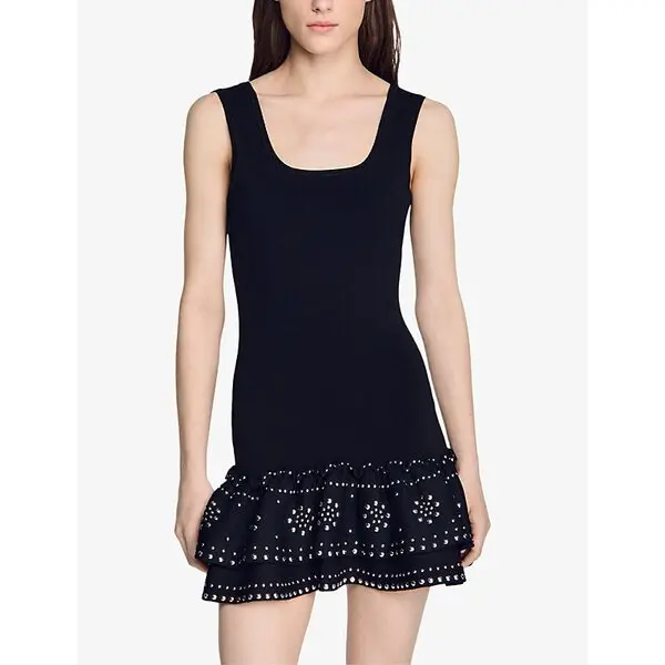 Sandro Studded Knitted Mini Dress