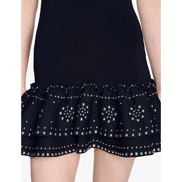 Sandro Studded Knitted Mini Dress