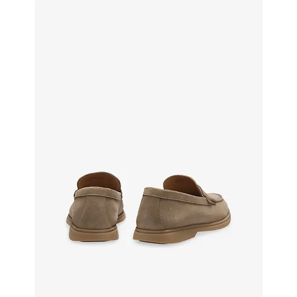 BOSS Logo Penny Trim Suede Loafers
