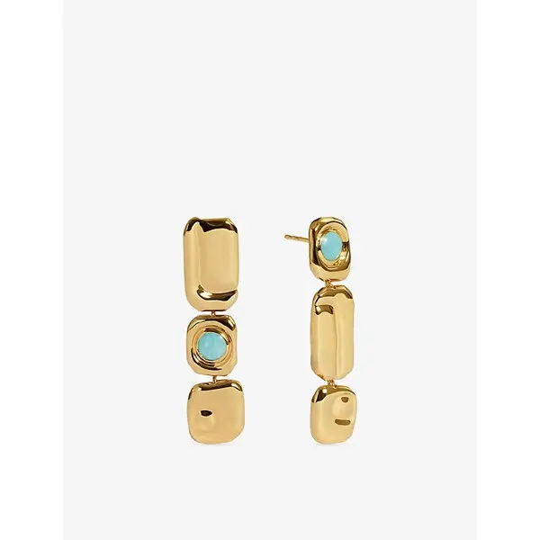 Monica Vinader Amaia Gemstone Cocktail Drop Earrings In Yellow Vermeil And Amazonite - Gold
