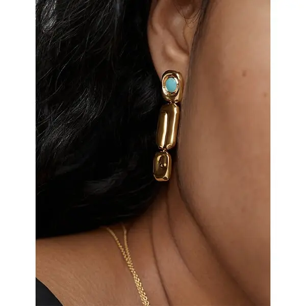 Monica Vinader 18ct Yellow Vermeil And Amazonite Drop Earrings
