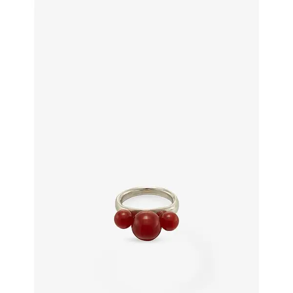 BEATRIZ PALACIOS Folklore Sterling Silver And Red Agate Ring - Red/silver