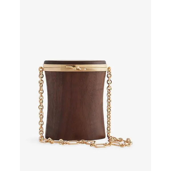 Cult Gaia Wooden Wristlet With Chain Strap