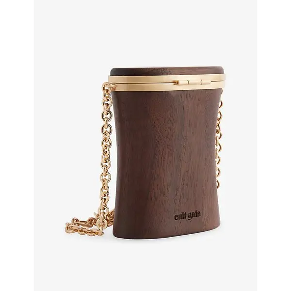Cult Gaia Wooden Wristlet With Chain Strap