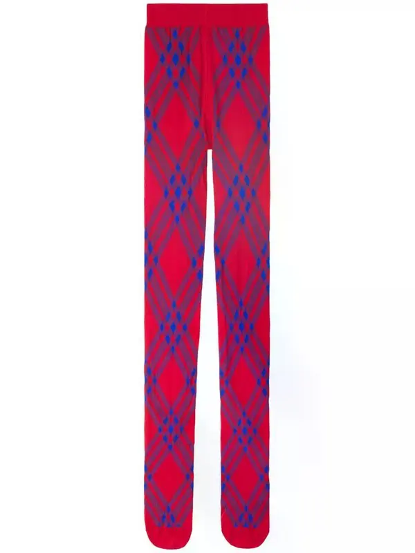 Burberry Check-pattern Wool Blend Tights - Red