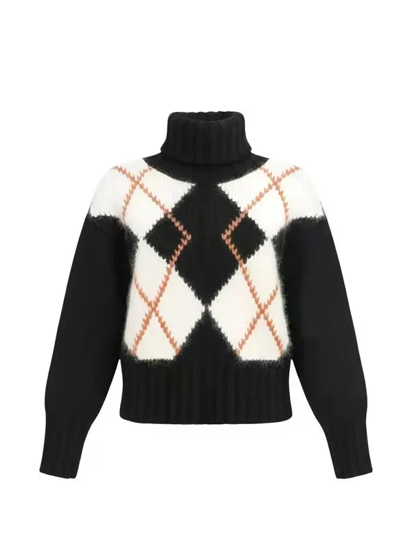 Isaia Argyle-pattern Roll-neck Sweater