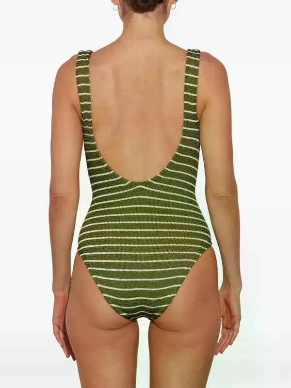 Hunza G Striped Crinkle-effect Swimsuit